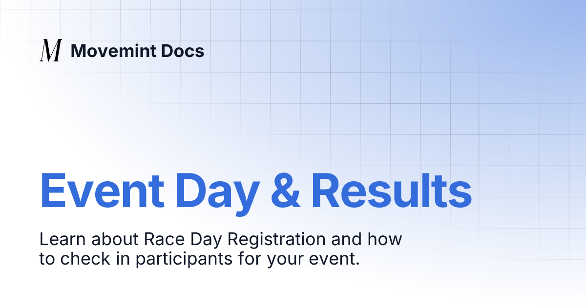 Race Day & Results | Movemint Docs